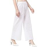 TRIFON Women's Lucknow Chicken Art Work Embroidred Cotton Palazzo Free ...