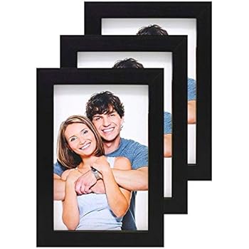 Photo Frames, 6 x 4, Pack of 3, Box Black, Freestanding and Wall ...