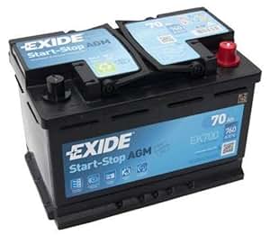Exide EK700 Stop Start 12V 70Ah 760CCA TYPE 096 AGM VRLA Car Battery - No Spill - 3 Years ...