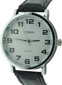 Citron Men's Quartz Watch with White Dial Analogue Display and Black ...