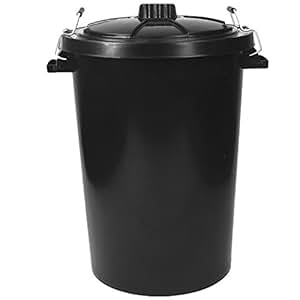 Metal Lockable Handled 80/85L Black Bin Indoor/Outdoor Garden Rubbish ...