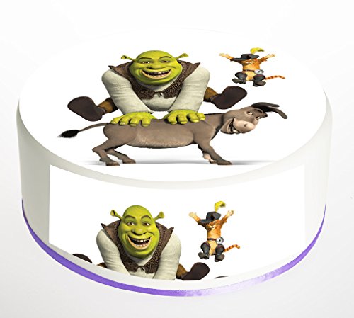 Buy Shrek Donkey and Puss in Boots 7.5" Inch Round Circular Edible Cake ...