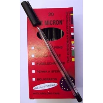 Micron Ballpoint Pens Fine Point Black Biros 20 Boxed: Amazon.co.uk ...