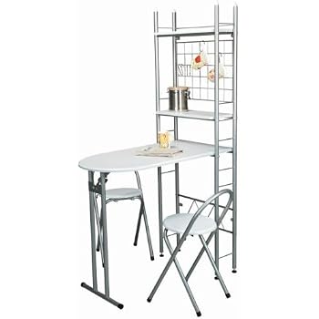 Küchentisch mit Regal und 2 Stühlen, klappbar, Holz: Amazon.de: Küche ...