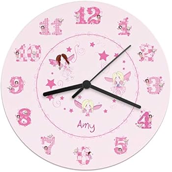 Personalised Girl's Bedroom Wall Clock - Fairy Design (Pink), Bedroom ...