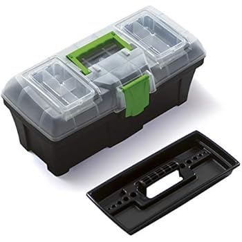 13" Small Plastic Tool Box With Removable Tray And Carry Handle: Amazon ...