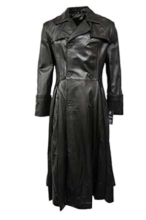 Men's MORPHEUS Black FULL-LENGTH MATRIX Leather Jacket Coat: Amazon.co ...