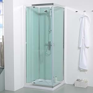 Complete Shower Enclosure + Tray 800x800 Glass 6mm + Standard Riser Kit ...