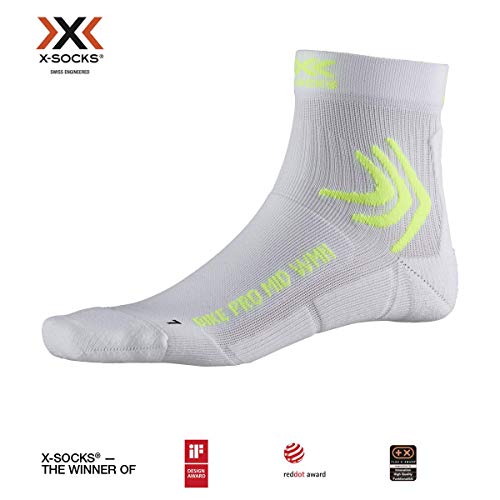 (TG. 39-40) X-Socks Bike PRO Women Socks, Donna, Arctic White/Phyton Yellow, 39-
