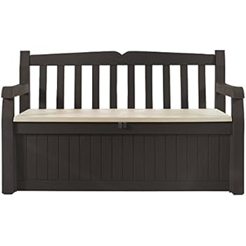 GARDEN BENCH + UNDER STORAGE KETER 140CM RESIN PATIO FURNITURE 265L ...