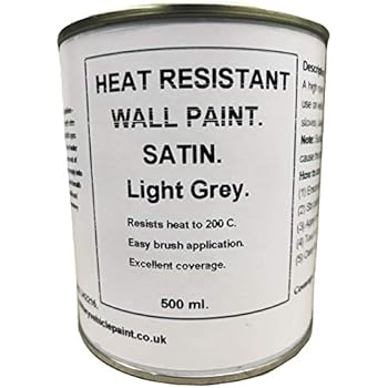 1 x 500ml Satin Light Grey Heat Resistant Wall Paint. Wood Burner Stove ...