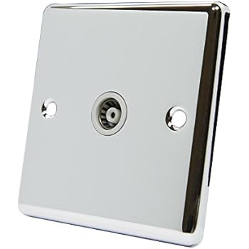 Socket 2 Gang - Polished Chrome - Classic - White Insert Plastic Switch ...