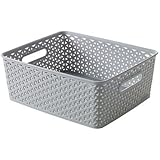 Curver My Style Medium Rectangular Storage Basket, Vintage White, 13 ...