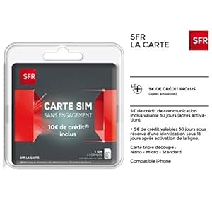CARTE SIM SFR SANS ENGAGEMENT AVEC 10€ DE CREDIT INCLUS: Amazon.fr ...