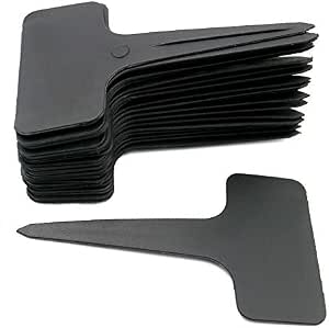 KINGLAKE 100 Pcs Thick Black Plant Labels Plastic T Type Garden Markers ...