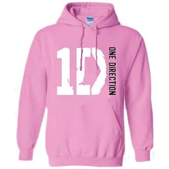One Direction Women's Logo and Name Hooded Long Sleeve T-Shirt, Pink ...