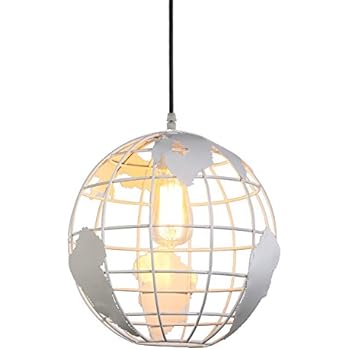 Earth Globe Pendant Light Modern Metal World Map Chandelier White E27 ...