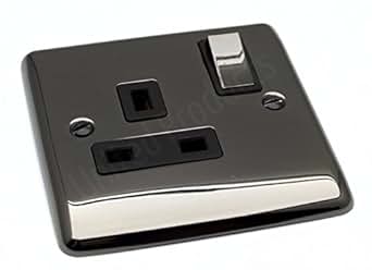 Black Nickel 1 Gang 13a Plug Socket - Definition Range D06BN: Amazon.co ...