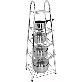TRIPOD - 5 Tier Metal Kitchen Pan / Pot Stand - Silver: Amazon.co.uk ...