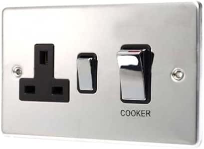 POLISHED CHROME COOKER SWITCH WITH SOCKET C332PCB: Amazon.co.uk: DIY ...