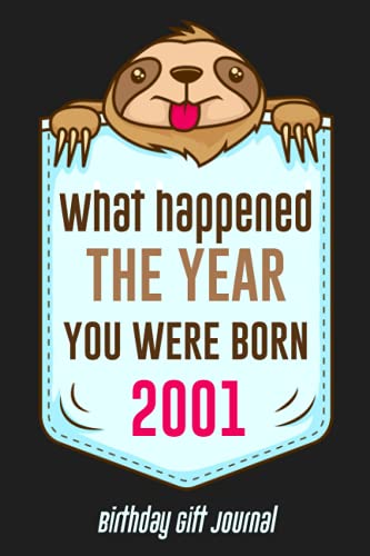 What Happened The Year You Were Born 2001 Birthday Gift Journal Sloths 