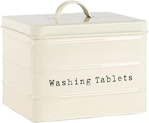 Harbour Housewares Vintage Metal Washing Tablets Storage Tin - Utility ...