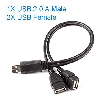 Double USB 2.0-A Male To USB Female Cable Extension Cord Lead Power ...