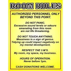 P2229 ROOM RULES FUNNY DOOR WALL POSTER PRINT: Amazon.co.uk: Kitchen & Home