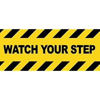 4 x CAUTION - WATCH YOUR STEP - Warning Sign Removable Self Adhesive ...
