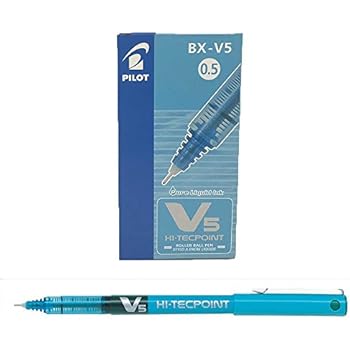 Pilot V5 Liquid Ink Rollerball 0.5 mm Tip (Box of 12) - Light Blue ...