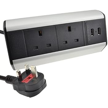 Brennenstuhl 4 Gang Desktop Extension Lead with 4 USB Sockets & Surge ...