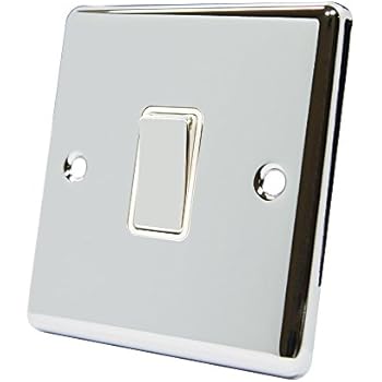 Light Switch 2 Gang Polished Chrome - Classic - White Insert Metal ...