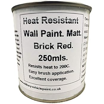 1 x 250ml Matt Brick Red Heat Resistant Wall Paint. For Wood Burner ...