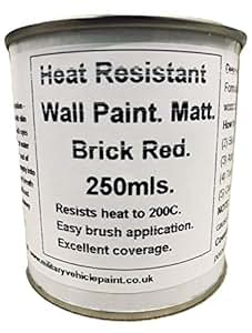 1 x 250ml Matt Brick Red Heat Resistant Wall Paint. For Wood Burner ...