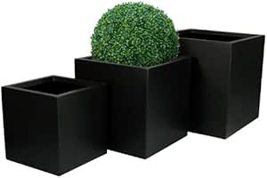 Fibreglass Cube Planter - Matt Black - Large 60cm: Amazon.co.uk: Garden ...