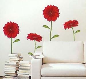 Wall stickers/wall decals , DP-08007 Gerbera red, Wall paper Home Art ...