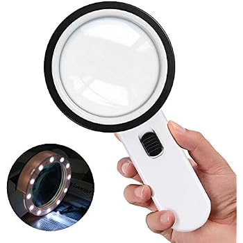 Magnifying Glass with Light, 30X Handheld Large Magnifying Glass 12 LED ...