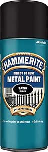 Hammerite 5084778 Metal Paint: Satin Black 400ml (Aerosol): Amazon.co ...
