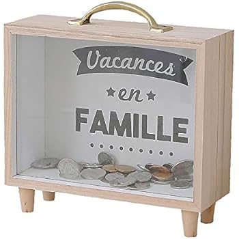 OurLeeme Money Saving Box, Wood Frame Clear Glass Coin Money Saving Box ...