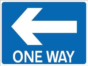 Road Traffic Sign - Blue One Way Left Sign: Amazon.co.uk: Kitchen & Home
