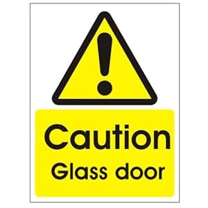 Caution Glass Door Sign 150mm x 200mm - Self Adhesive: Amazon.co.uk ...