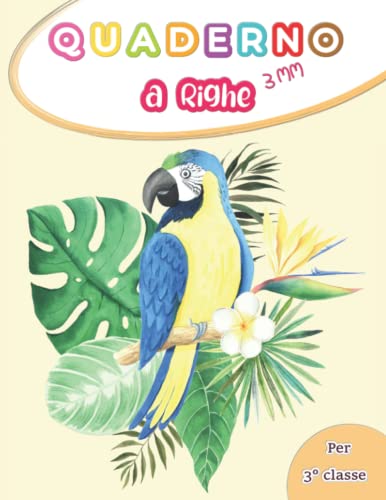 Quaderno Disgrafia Righe Terza Elementare - Righe Colorate da 3 mm (0,3 ...