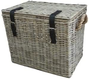 SIDANO Rattankorb mit Deckel, Bäckereikorb, Flechtkorb mit Deckel/Truhe ...