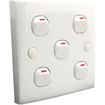 5 Gang Wall Light Switch White 250V 10A: Amazon.co.uk: Business ...