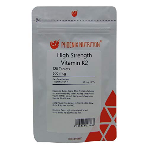 High Strength Vitamin K2 (MK-7) 500mcg x 120 Tablets - Phoenix Nutrition