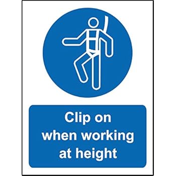 Mandatory signs Clip on when working at height Safety sign - Self ...