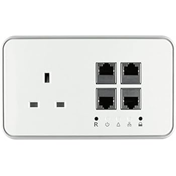 Power Ethernet T1002 Wall Socket with 4-port 200AV Homeplug Powerline ...