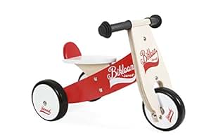 Janod - J03261 - Porteur Little Bikloon Rouge/ Blanc (bois): Amazon.fr ...