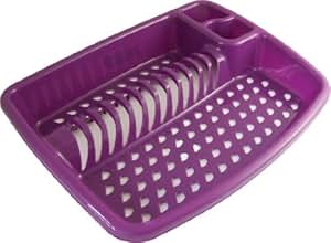 49cm Plum Purple Plastic Kitchen Sink Washing Up Dish Drainer Rack Tray ...