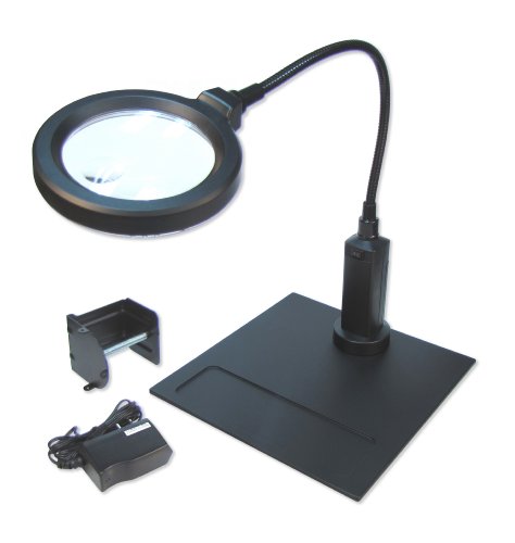 Carson CP-90 MagniFlex Pro 2x Standlupe mit 4x Spot, Magnetfuß, 16 LED ...